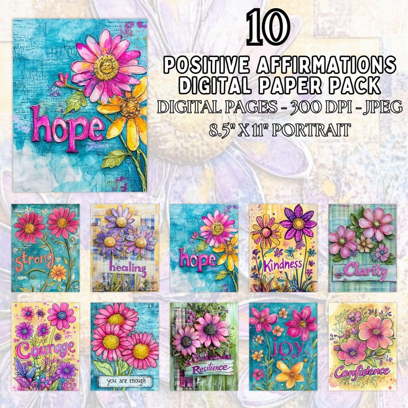 Positive Affirmations Junk Journal Paper, Daily Sentiments Sayings ...