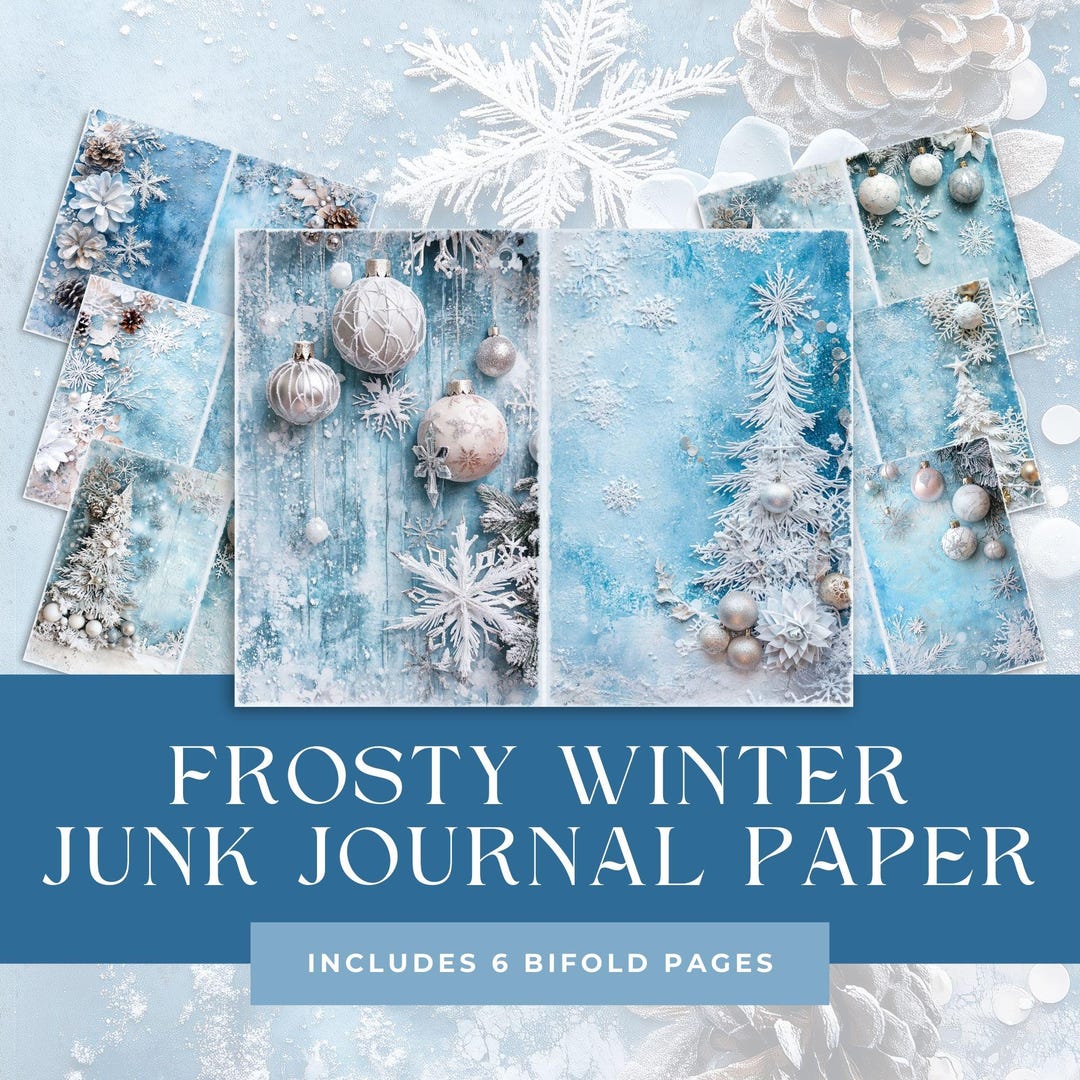 Frosty Winter Junk Journal Paper, Frozen Nature Wonderland Printable ...