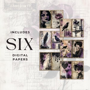 Purple Emo Gothic Bifold Junk Journal Paper, Vintage Victorian ...