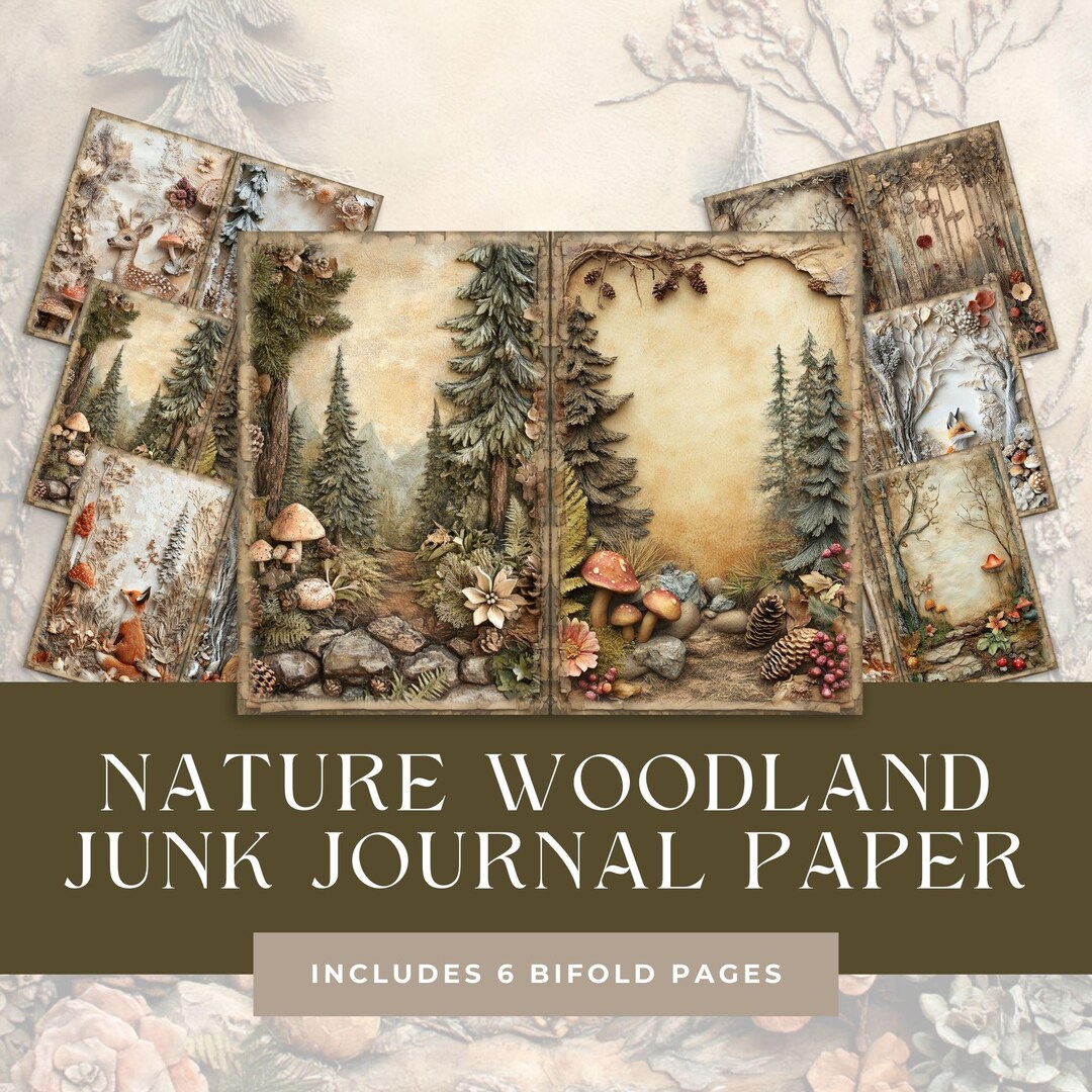 Forest Bifold Junk Journal Pages, Nature Woodland Printable Paper ...