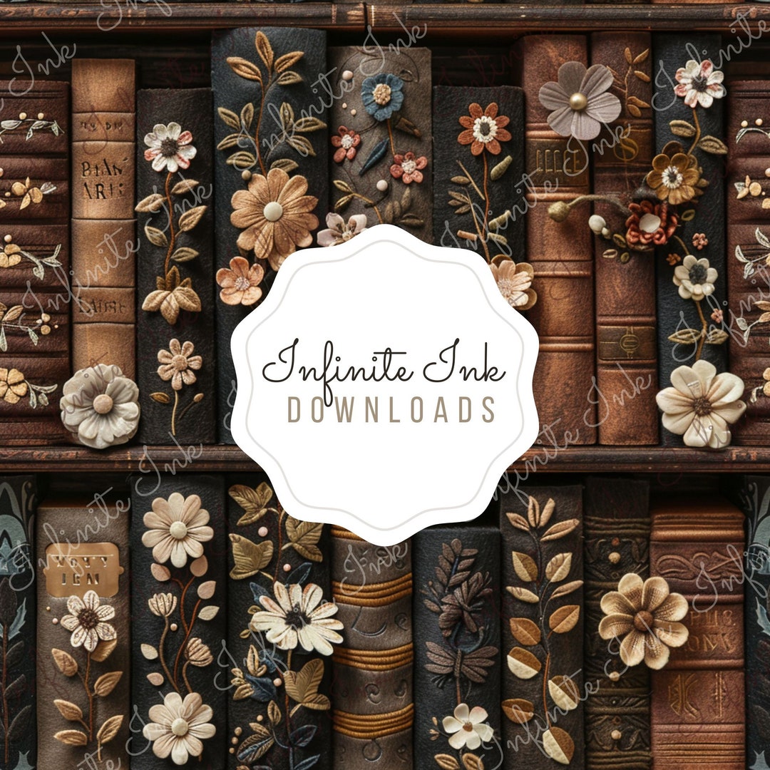 Boho Bookish Floral Seamless Pattern - Book Lover Digital Download ...