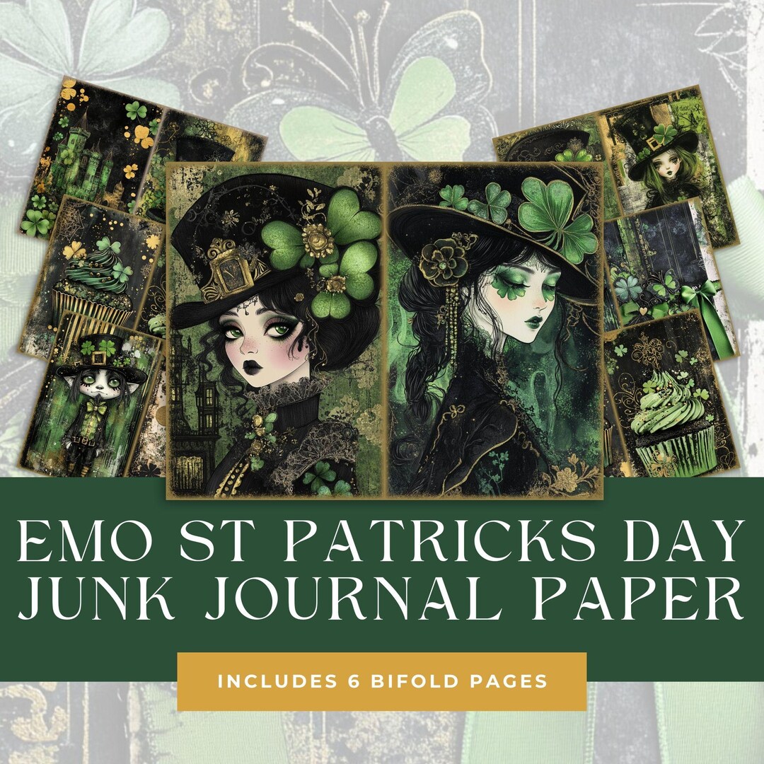 Emo St Patrick's Day Bifold Junk Journal Pages, Gothic Stamperia ...
