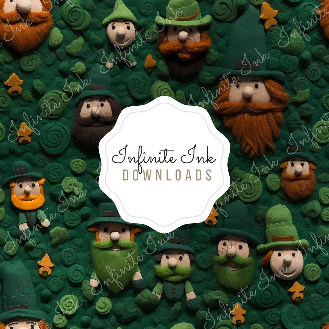 Faux Embroidered Felt St Patrick's Day Leprechauns Seamless Pattern ...