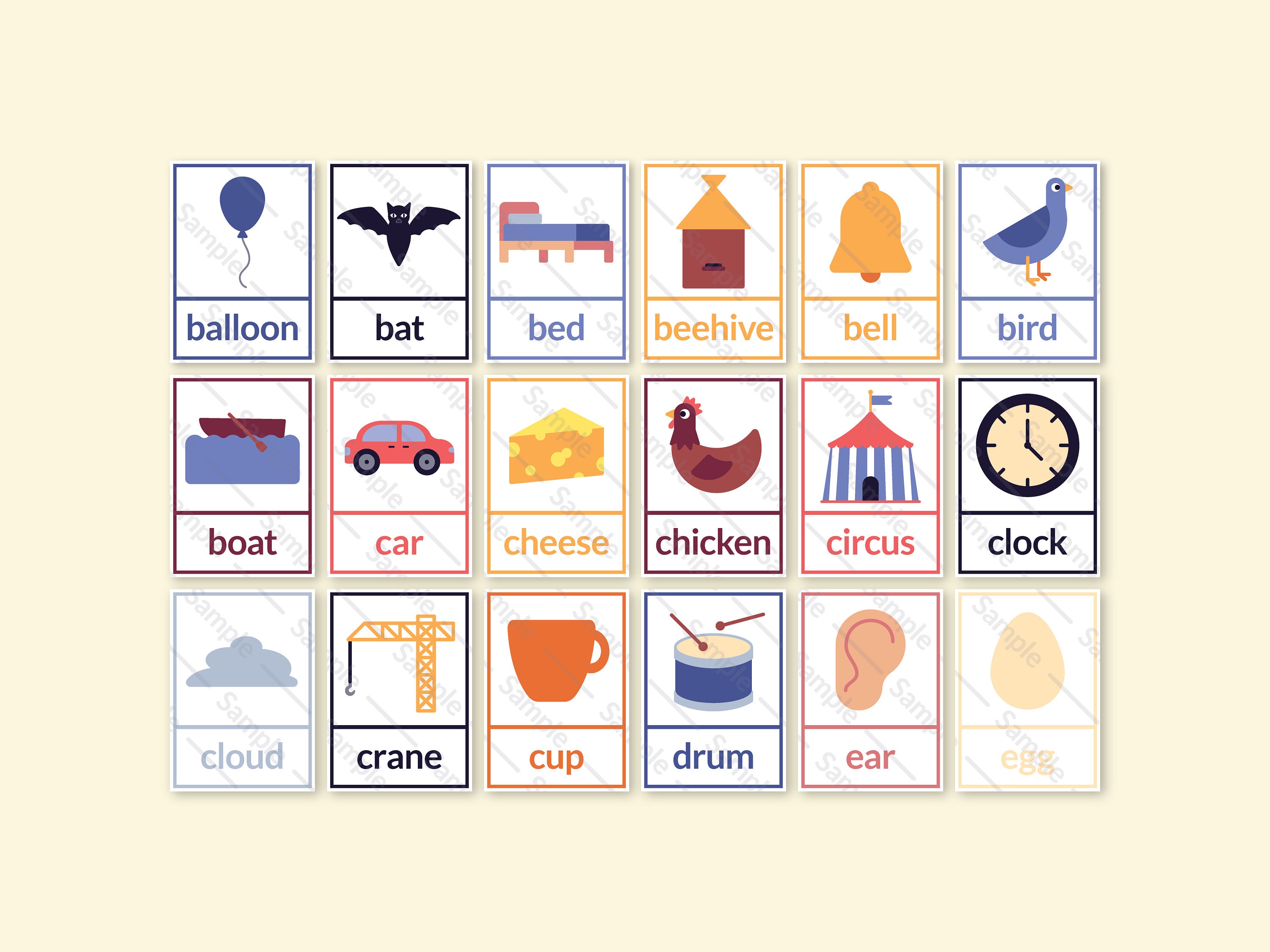 Printable Word Cards Fashcards, English Learning for Kids ...