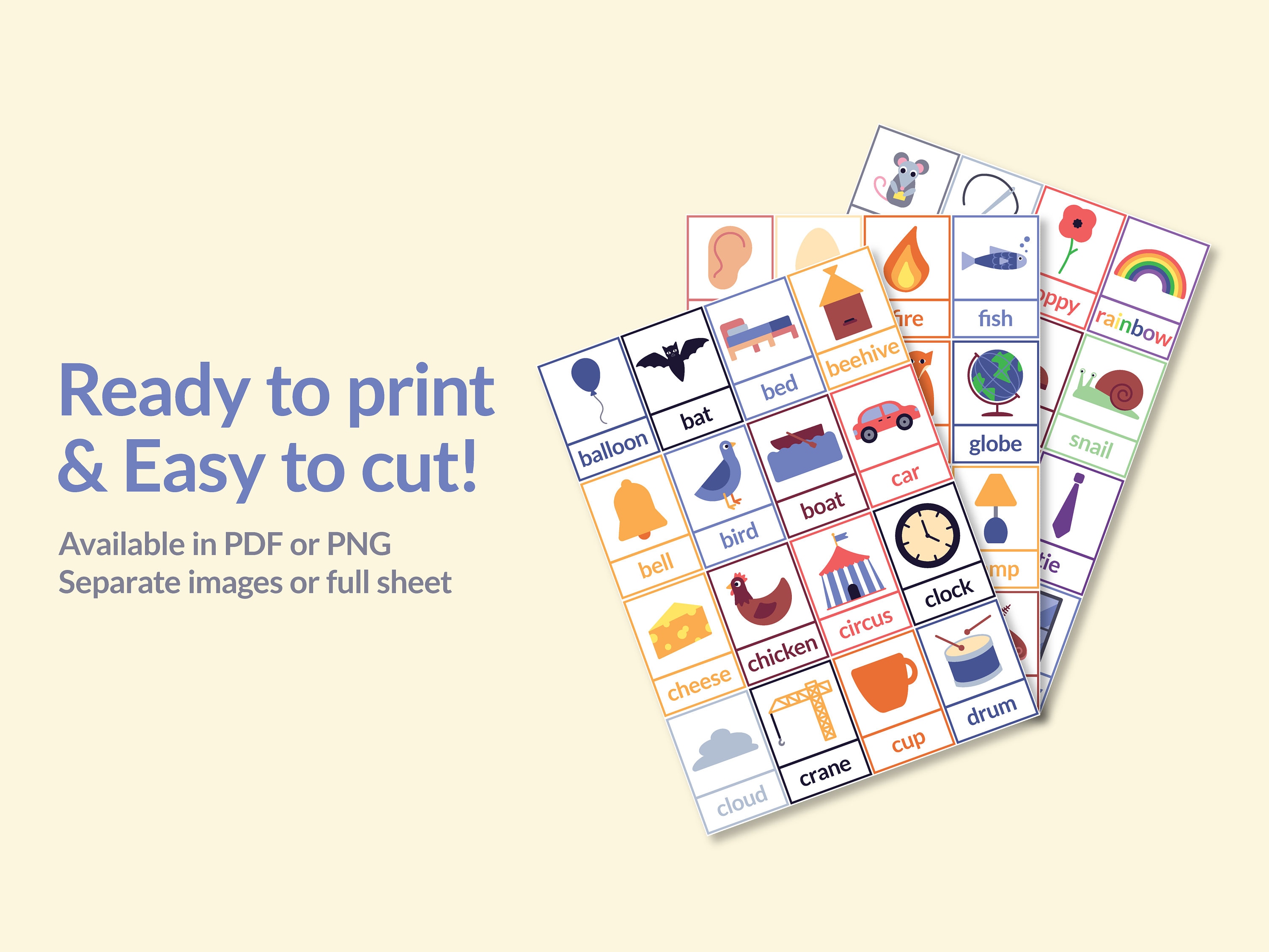 Printable Word Cards Fashcards, English Learning for Kids ...