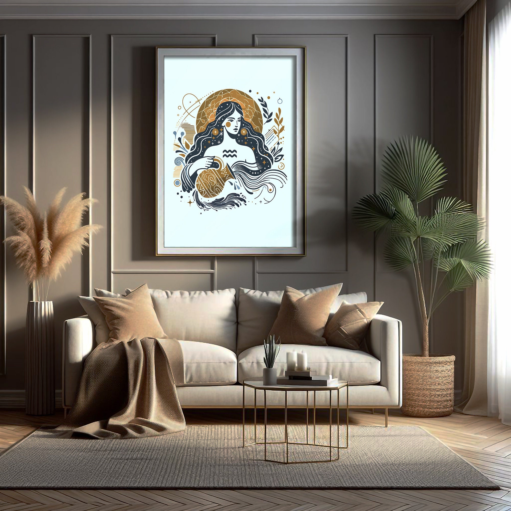 Aquarius Astrological Sign, Wall Art ,HOME Décor, Vectorart, Printable ...