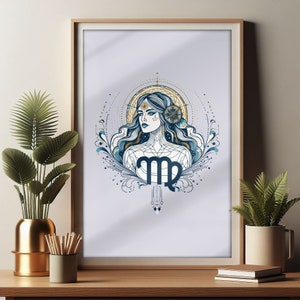 Virgo Astrological Sign, Wall Art ,HOME Décor, Vectorart, Printable ...