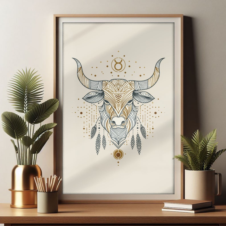 Taurus Astrological Sign, Wall Art ,HOME Décor, Vectorart, Printable ...