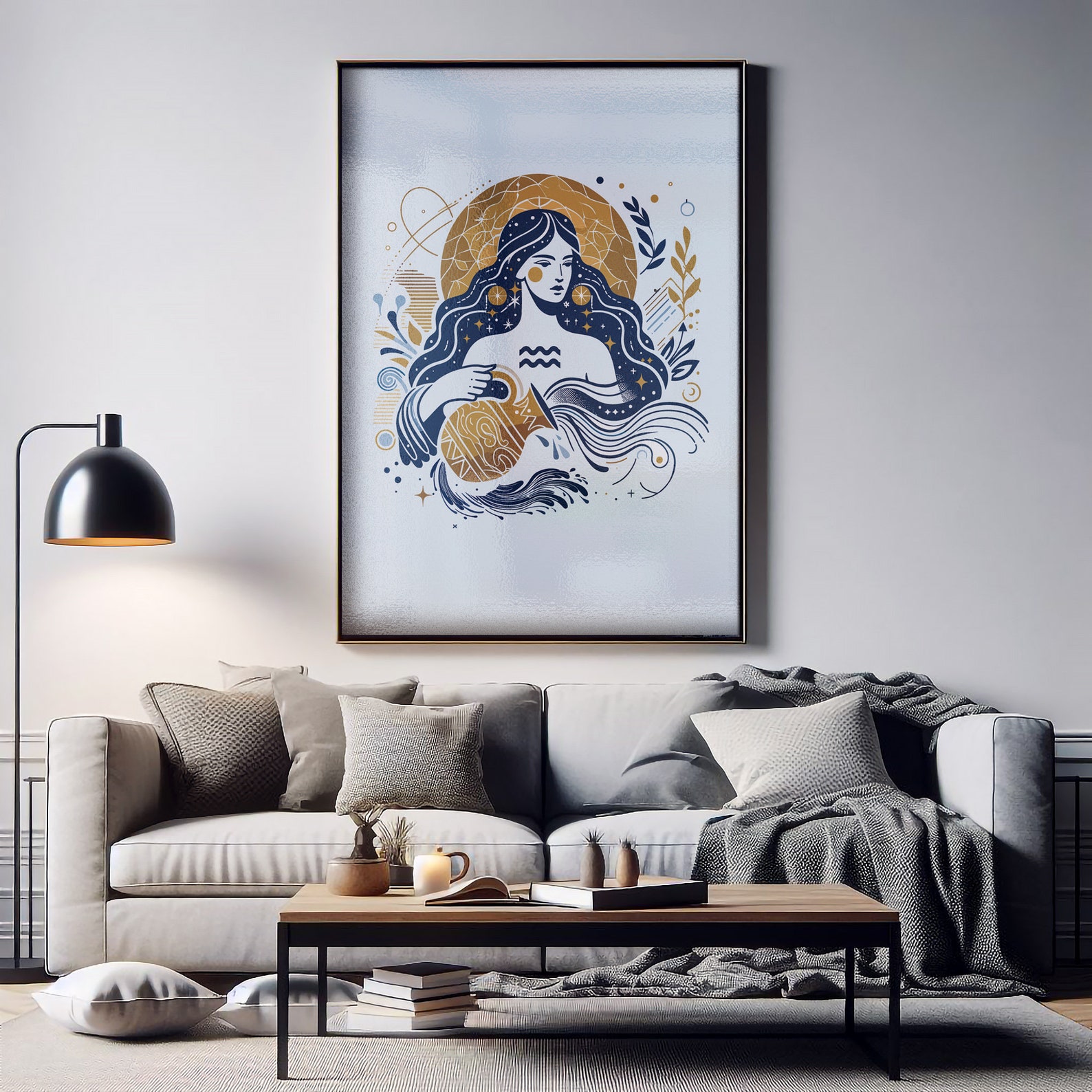 Aquarius Astrological Sign, Wall Art ,HOME Décor, Vectorart, Printable ...