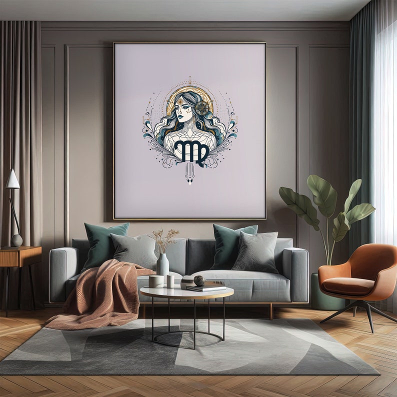 Virgo Astrological Sign, Wall Art ,HOME Décor, Vectorart, Printable ...