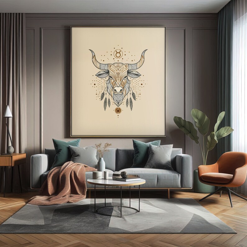 Taurus Astrological Sign, Wall Art ,HOME Décor, Vectorart, Printable ...