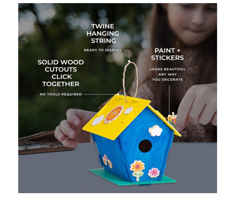 Bulk DIY Wooden Birdhouse Craft Set for Kids and Adults Unfinished Wood ...