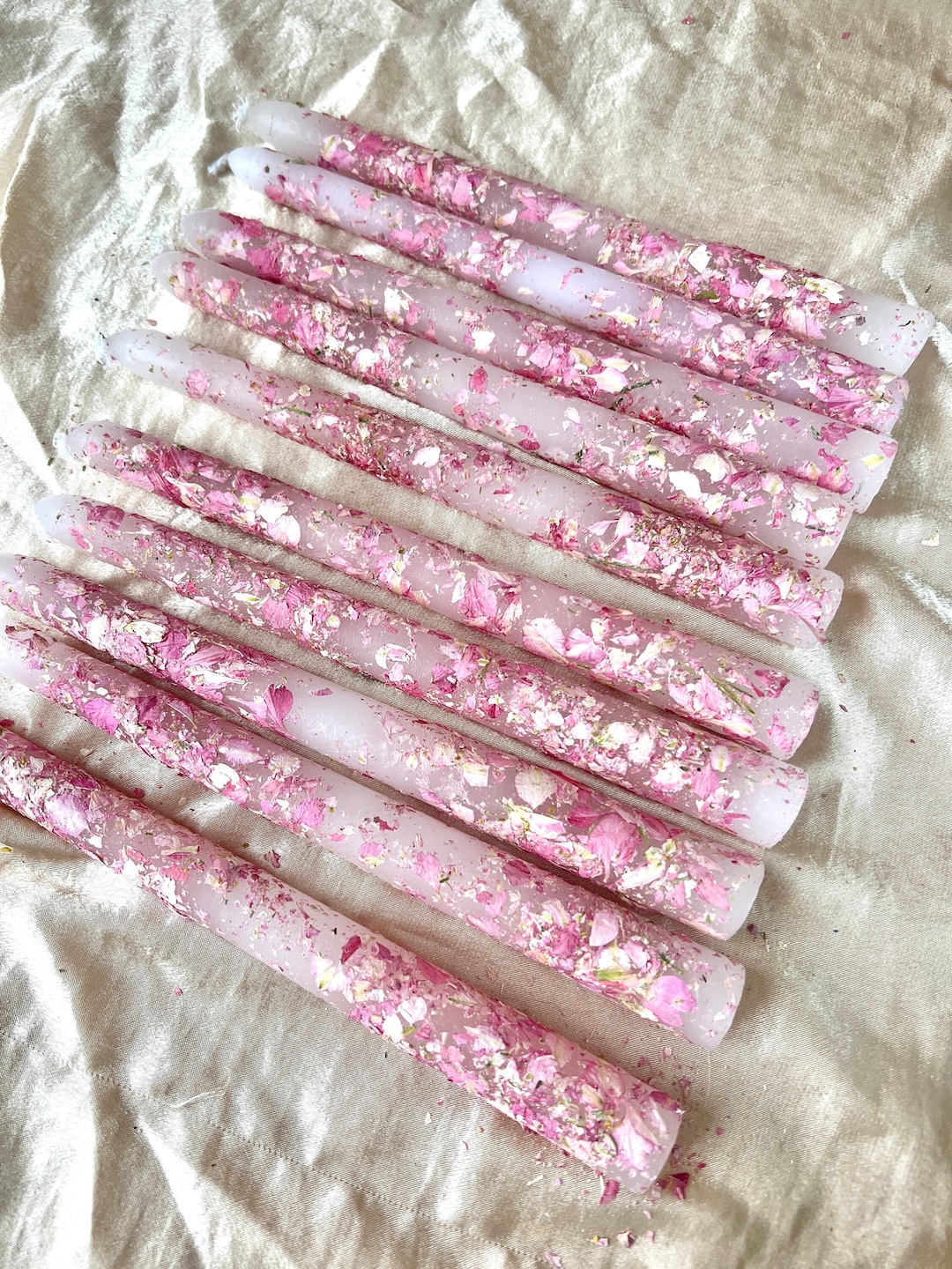Handmade Pressed Flower Taper Candle Set - Etsy
