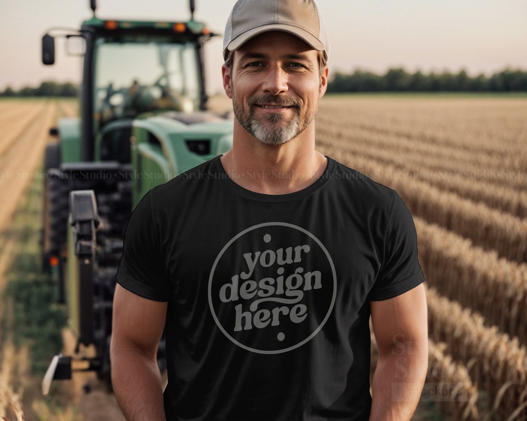 Country Western Themed Farm Mockup, Cowboy T Shirt, Black T-shirt Mock ...