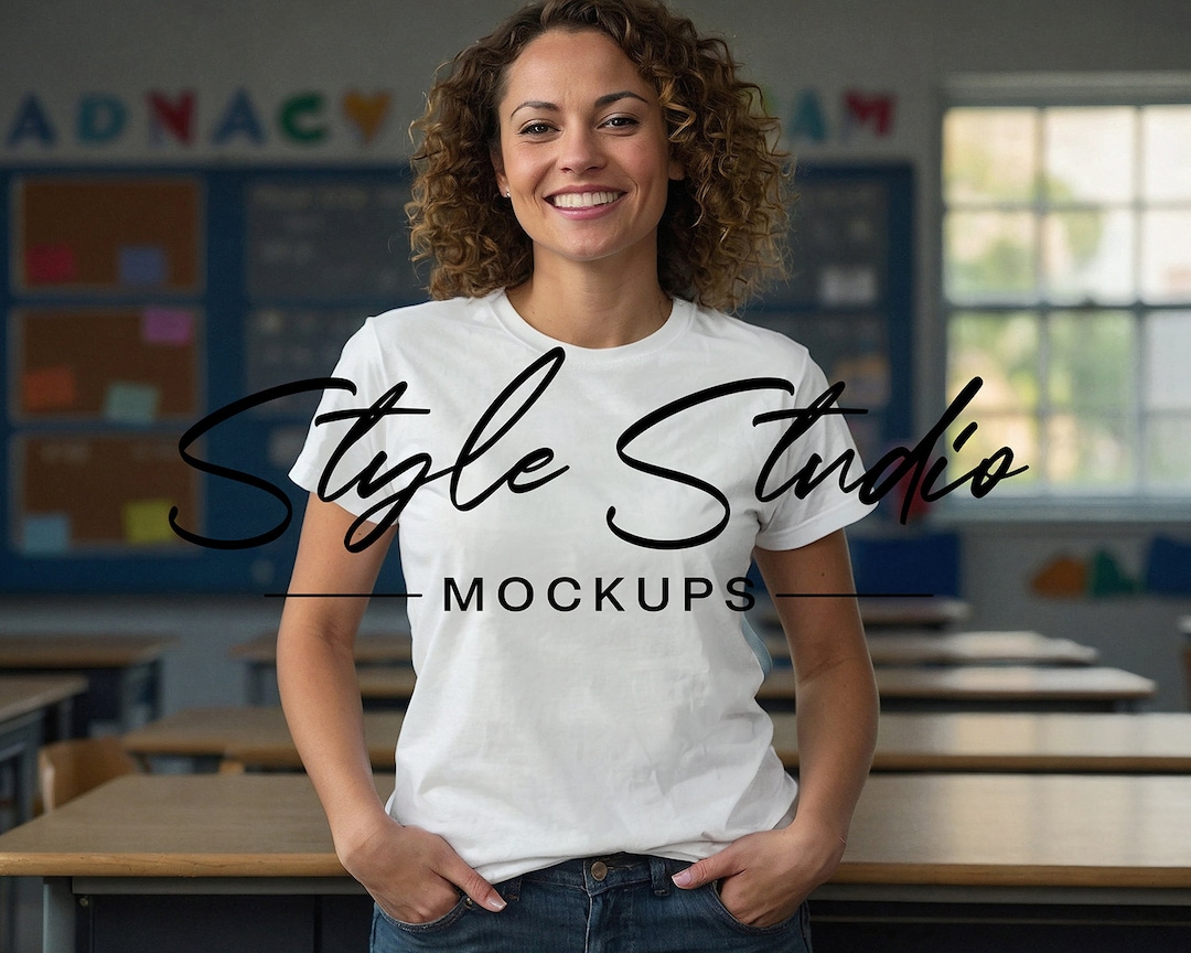 Grade School Teacher T-shirt Mockup, Classroom White Bella & Canvas ...