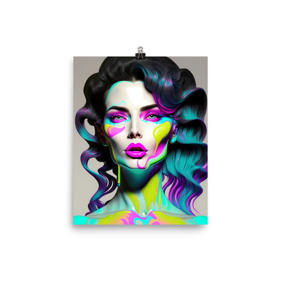 Trippy Paint Drip Fashion Model Editorial Pretty Face Girl Beauty ...