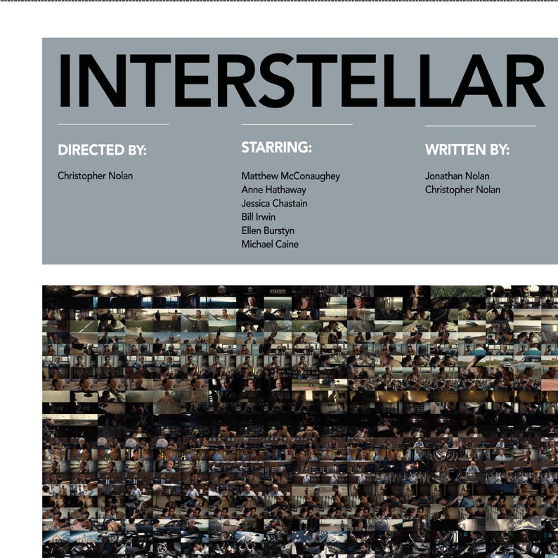 Interstellar Movie Poster | Film Frame Montage, Wall Art Decor - Etsy