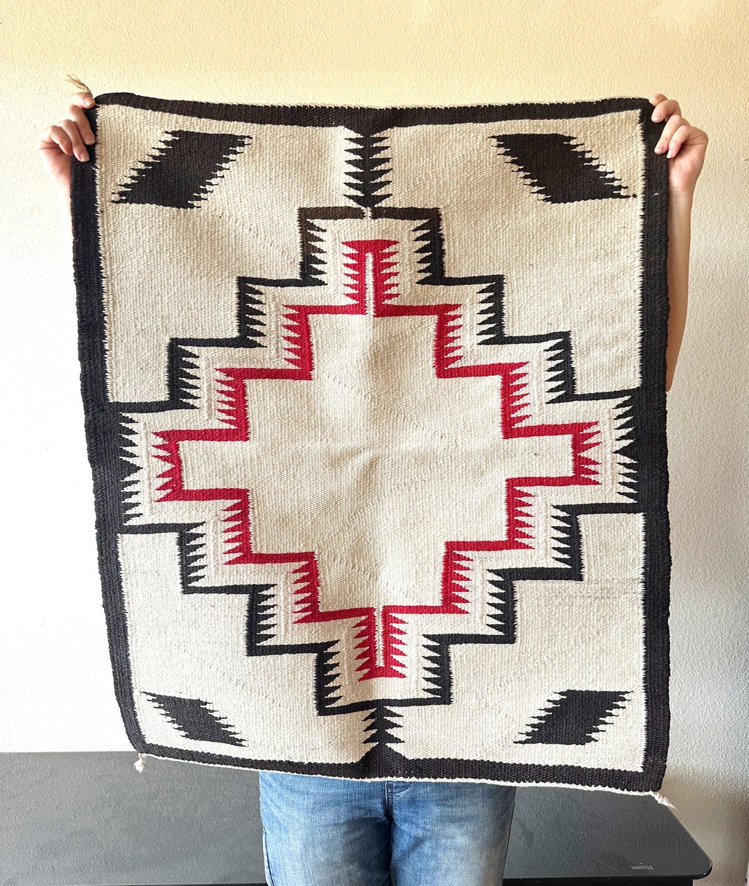 AUTHENTIC Navajo Rug Natural Wool 33x28 - Etsy