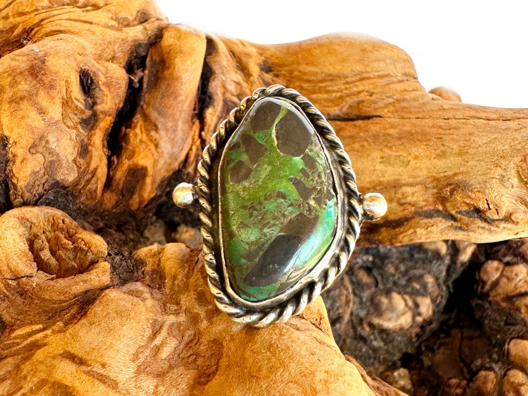 Vintage Blackjack Turquoise Sterling Silver Ring Size 4 - Etsy