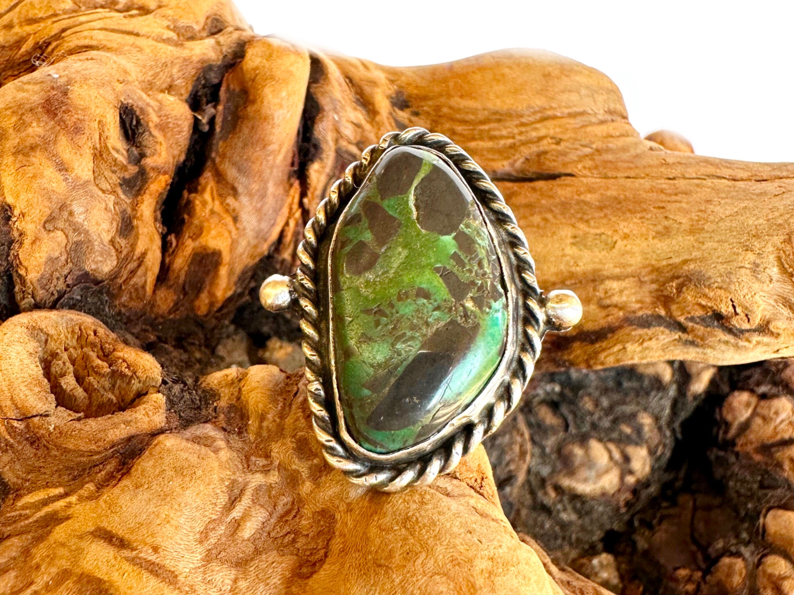 Vintage Blackjack Turquoise Sterling Silver Ring Size 4 - Etsy