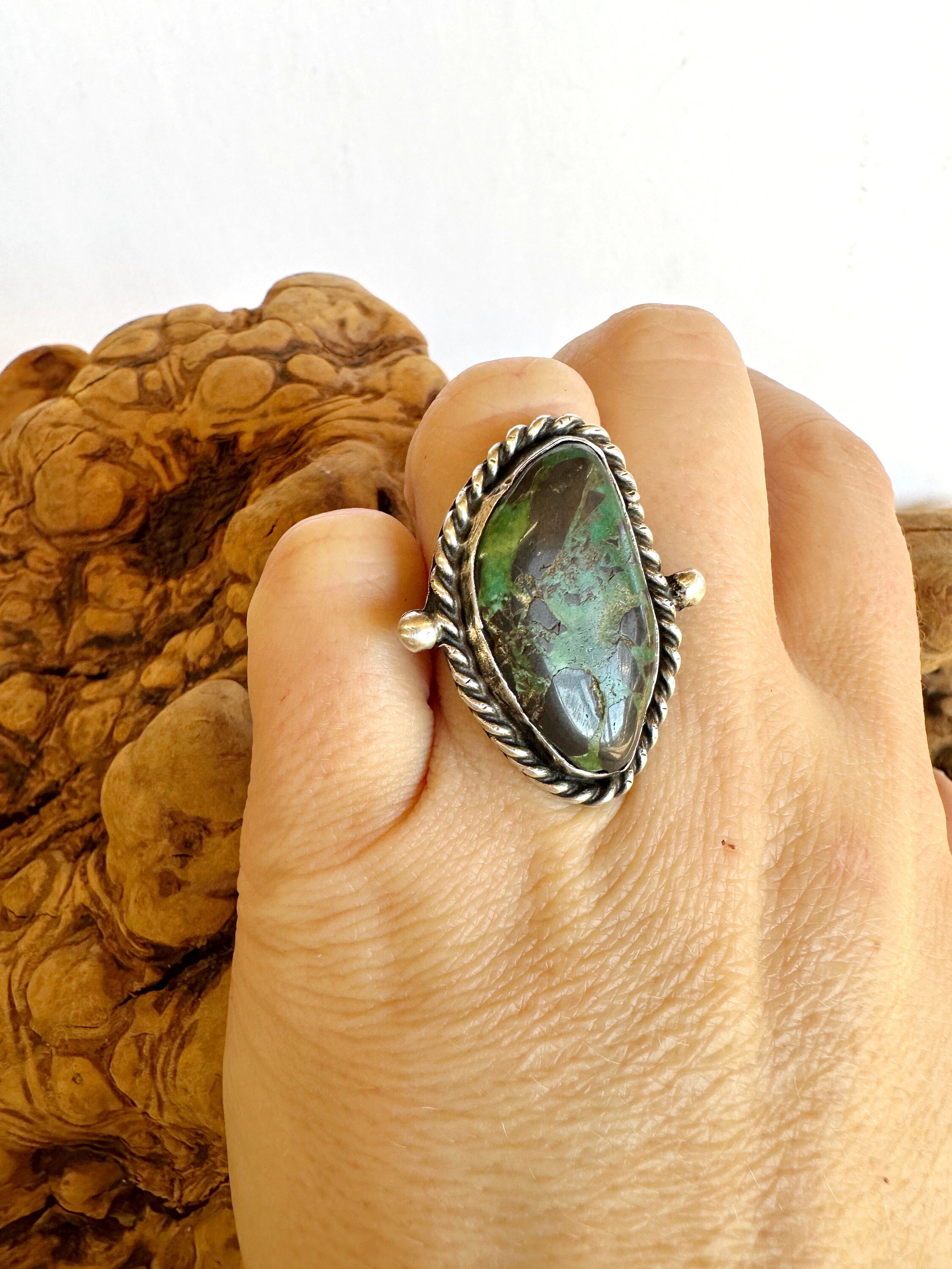 Vintage Blackjack Turquoise Sterling Silver Ring Size 4 - Etsy