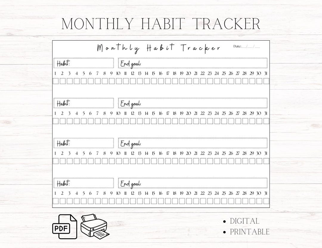 PRRINTABLE Monthly Habit Tracker - Etsy