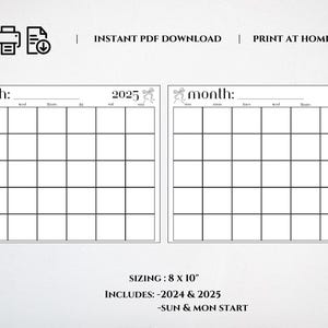 BLANK Digital / Printable Monthly Calendar - Etsy