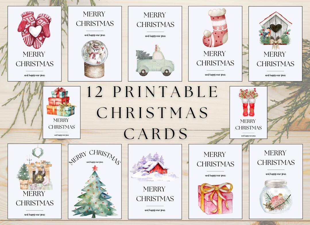 12 PACK CHRISTMAS CARDS | Printable Christmas Cards | Print at Home ...