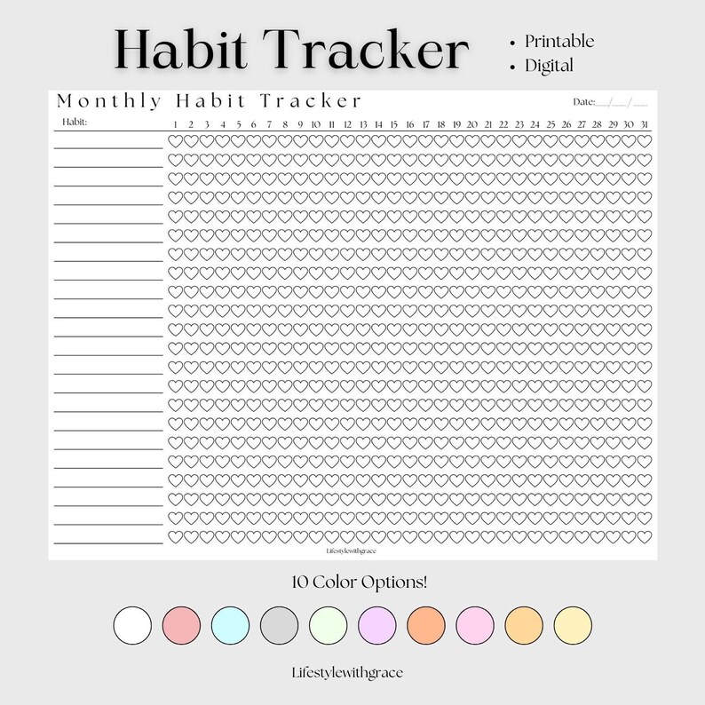 Monthly Habit Tracker - Etsy