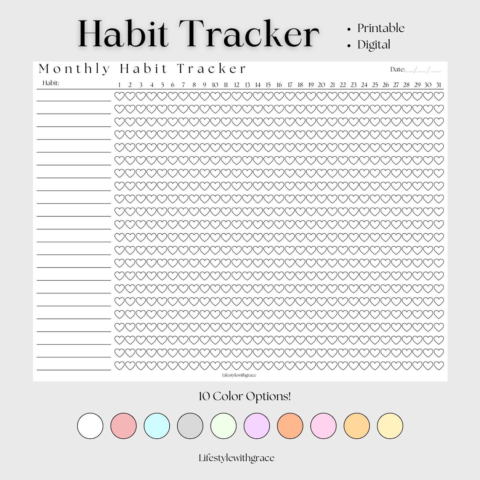 Monthly Habit Tracker - Etsy