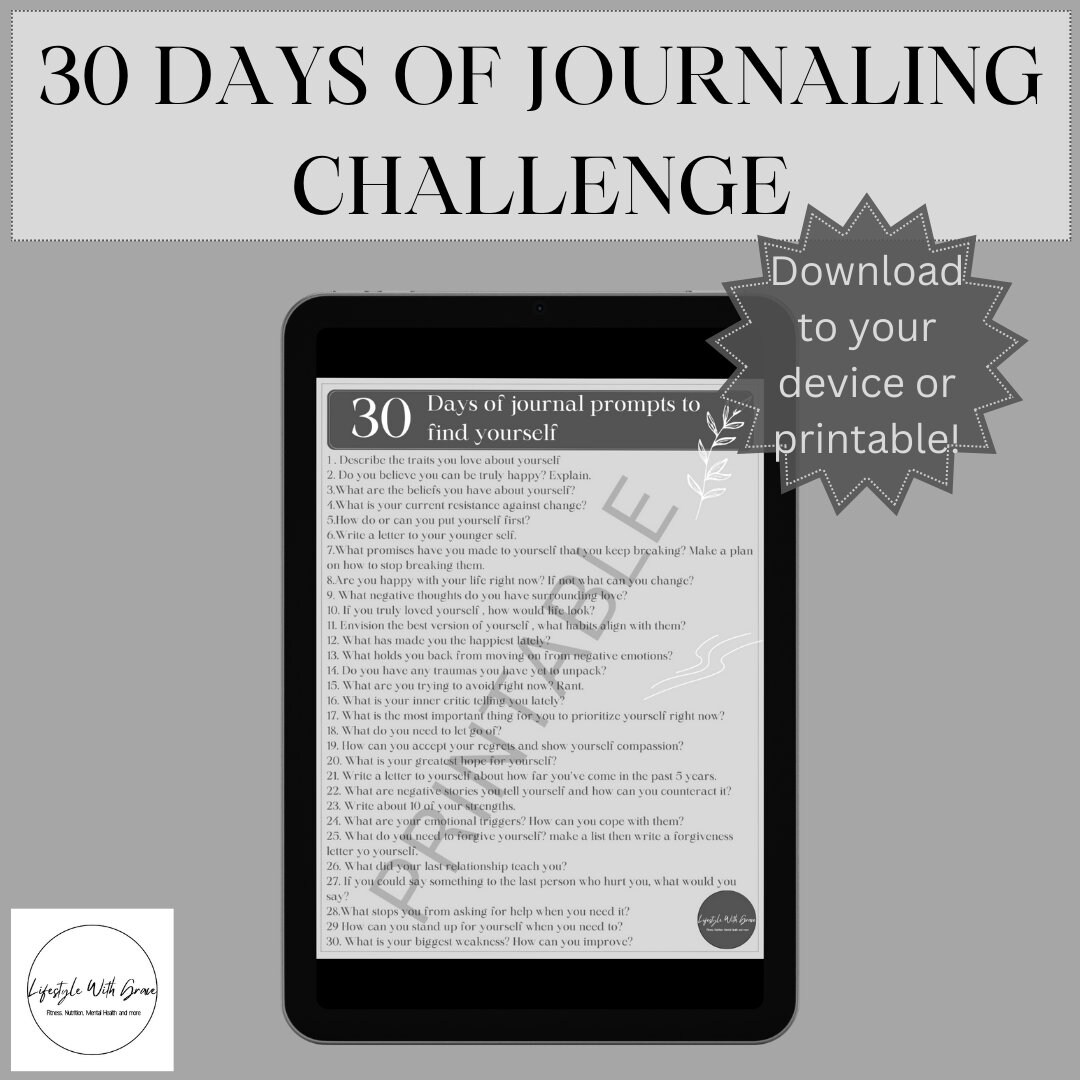 30 Days of Journaling Prompts Printable - Etsy