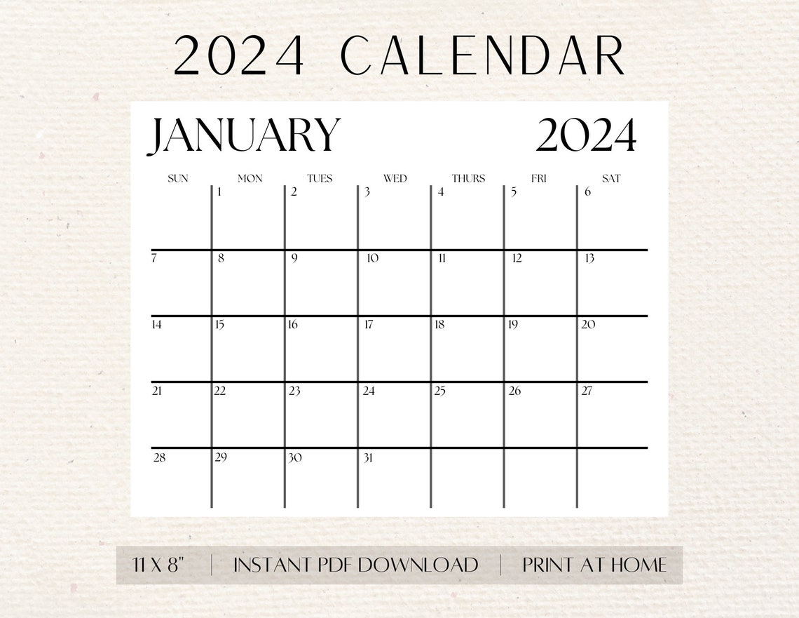 Printable 2024 Monthly Calendar - Etsy