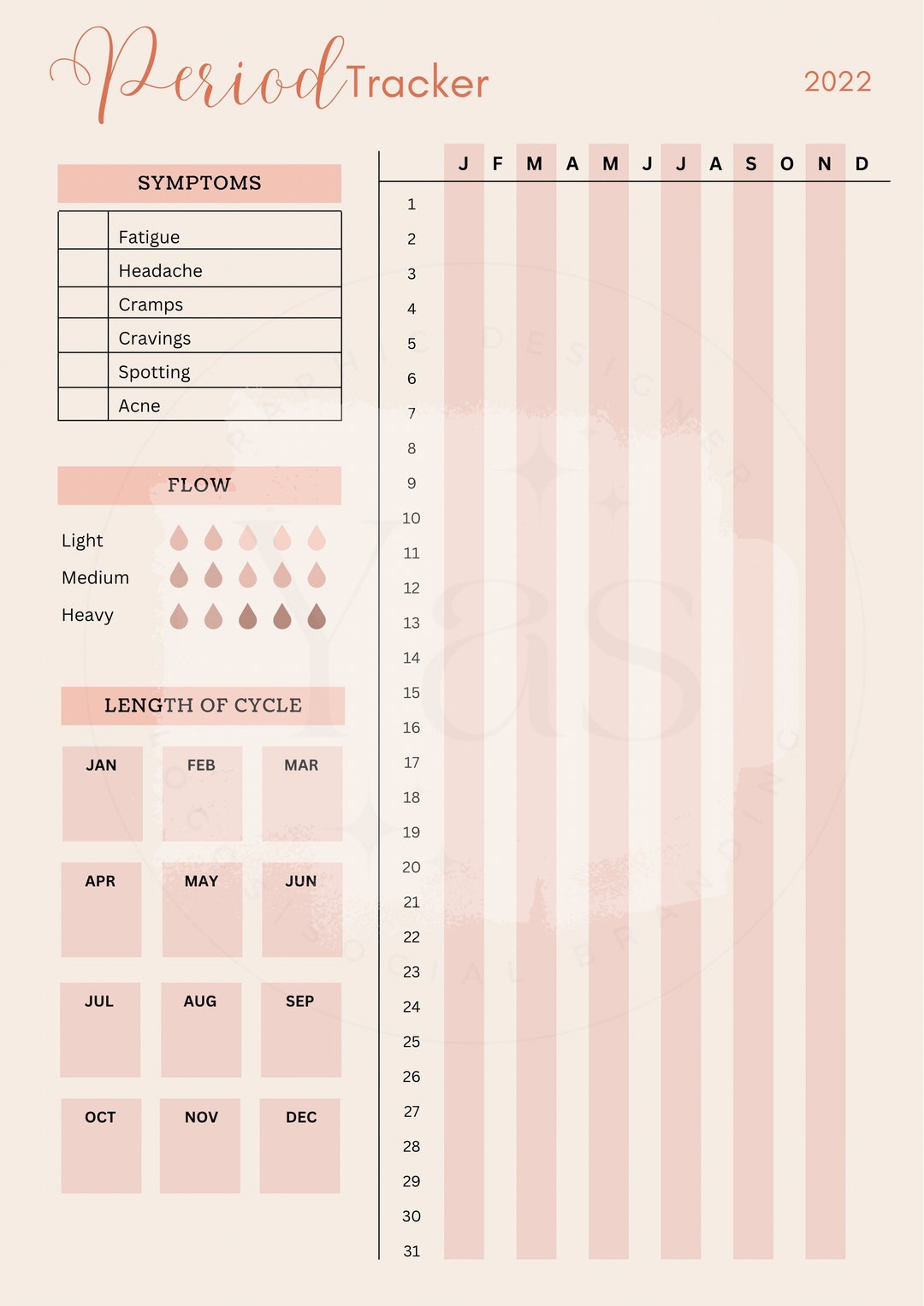Period Tracker Printable Sheet - Etsy