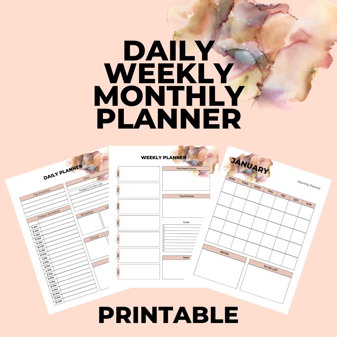 Printable Planner 2024 - Daily, Weekly, Monthly + To-do List, Password ...