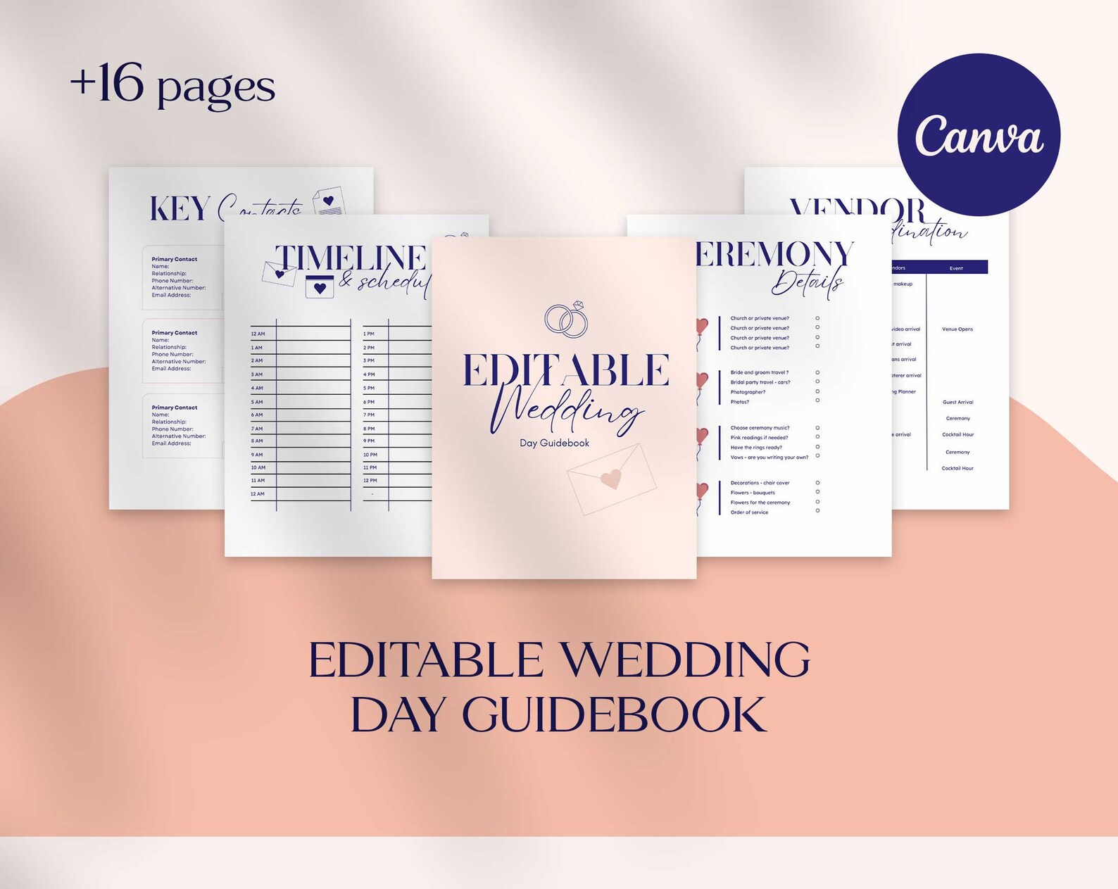 Editable Wedding Day Guidebook Canva Template, Wedding Itinerary ...