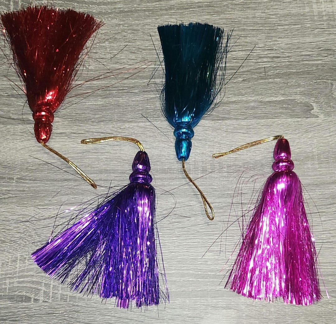 6" Metallic Tinsel Tassels (sold as Packs of 2)[assorted Colors] - Etsy