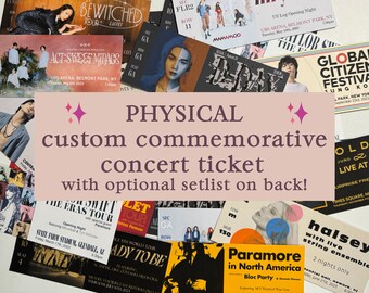 Physical Horizontal Ticket Custom Personalized Laminated Concert Ticket ...