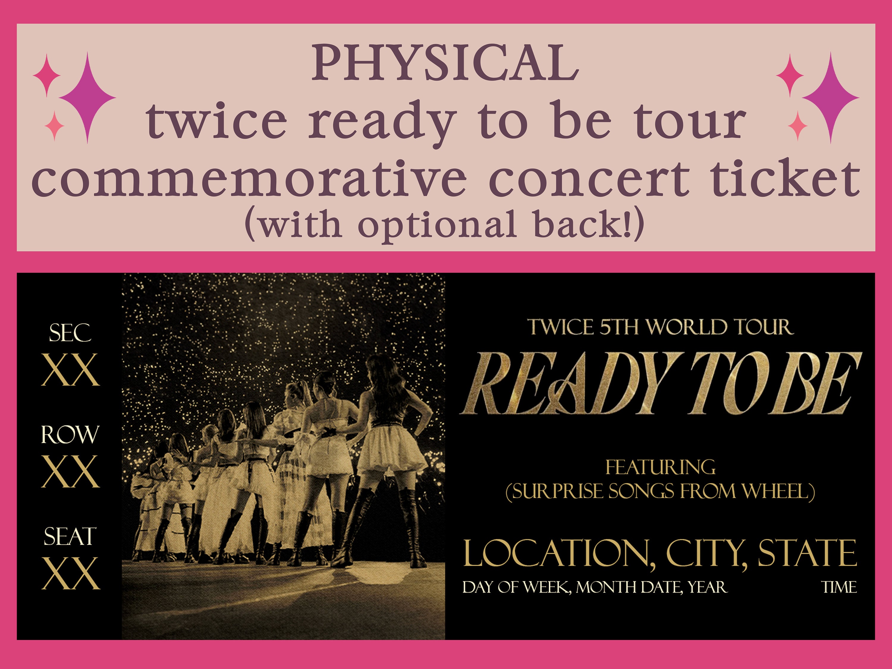 Physical Custom TWICE Ready to Be Tour Personalized Commemorative Keepsake Concert Ticket - Etsy
