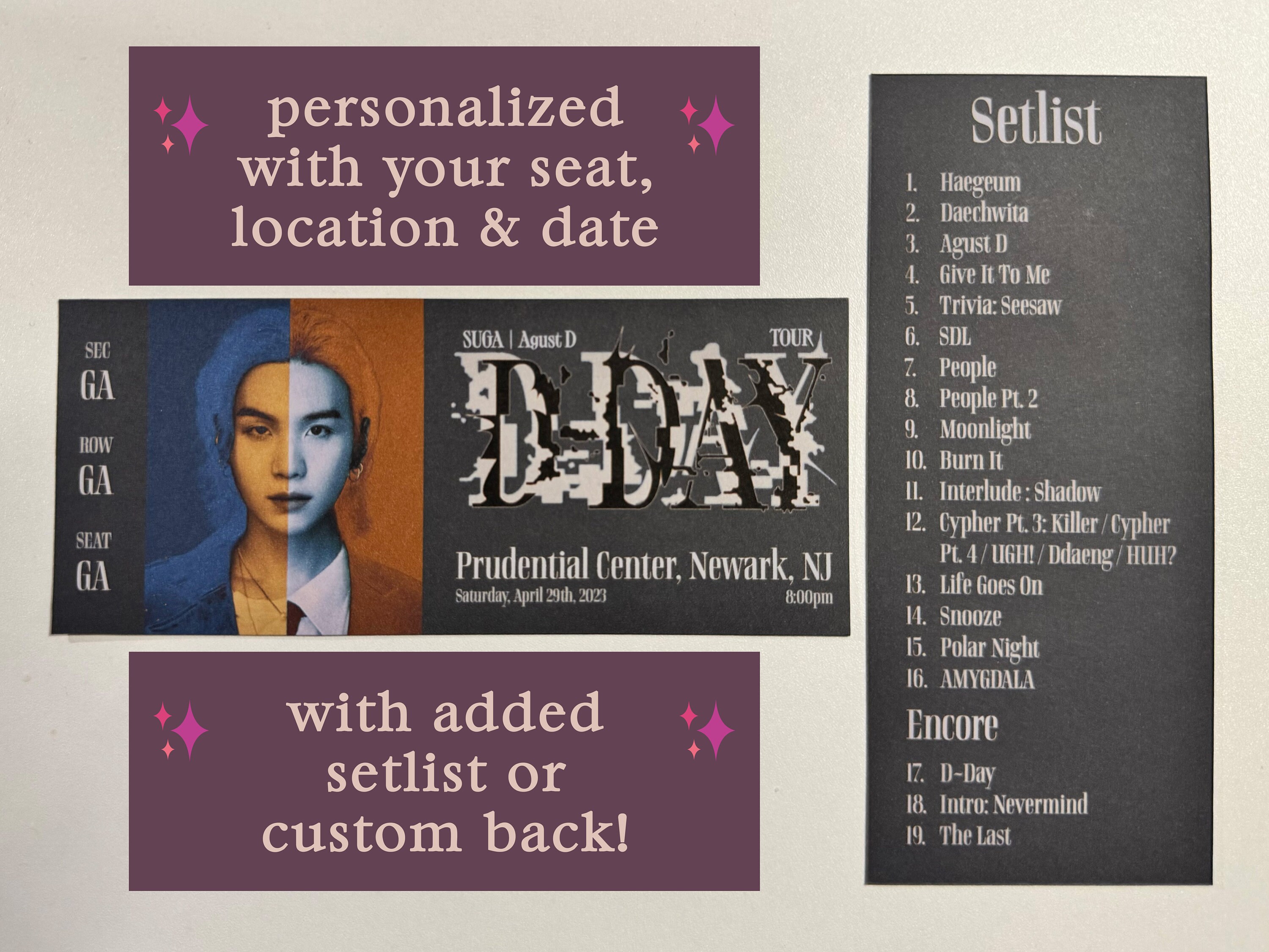 Physical Custom Personalized Commemorative Concert Ticket Souvenir for ...