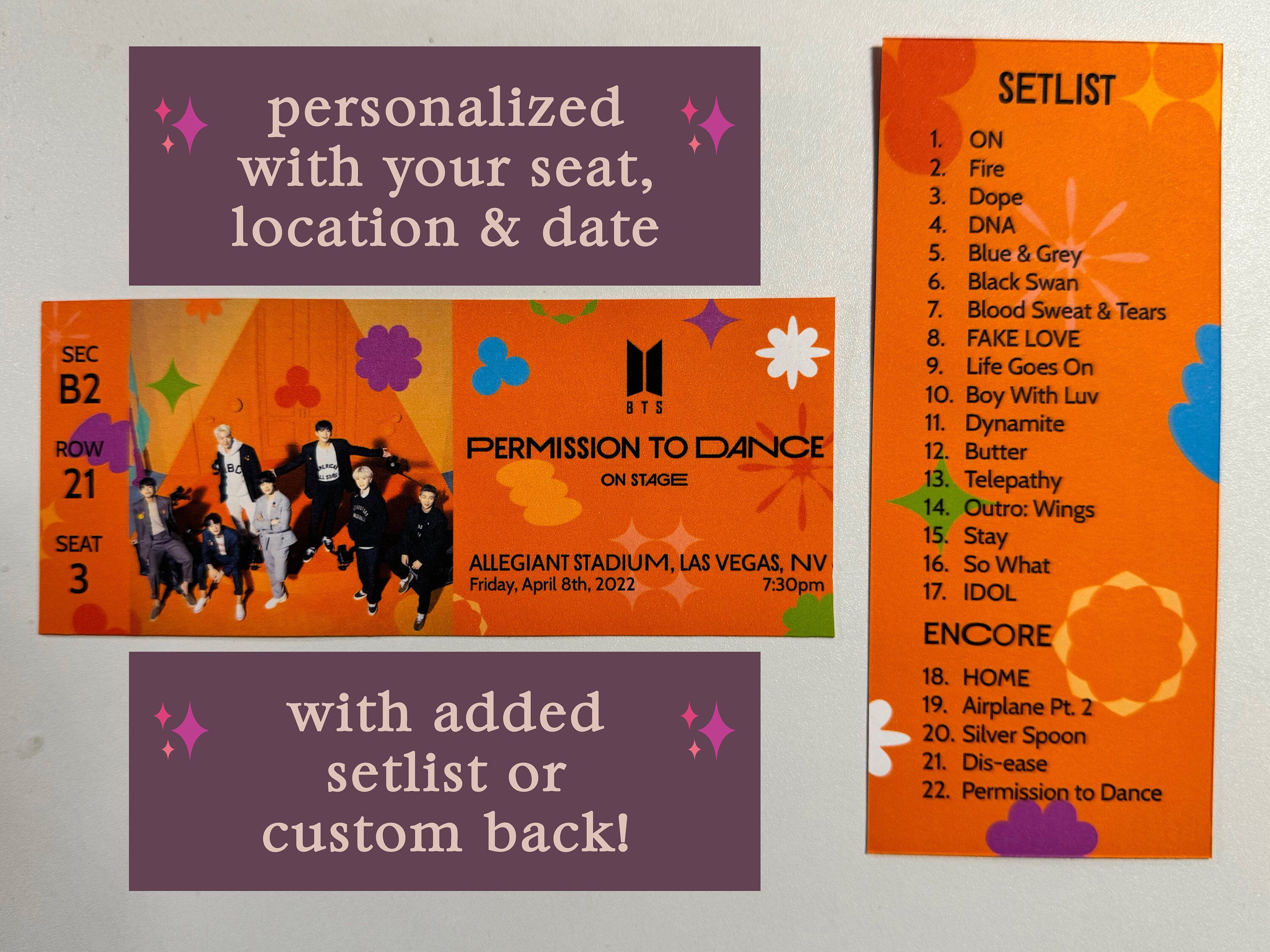 Physical Custom BTS Permission to Dance Tour USA Personalized - Etsy