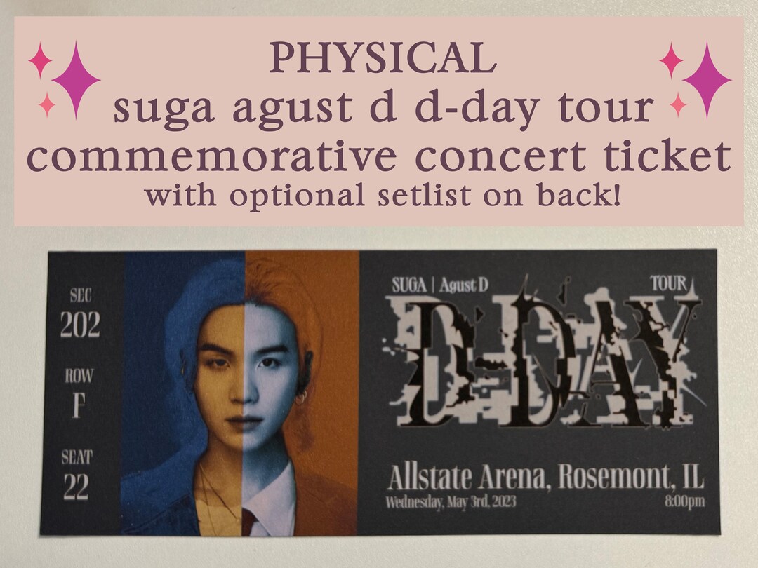 Physical Custom BTS SUGA Agust D D-day Tour Personalized Commemorative ...