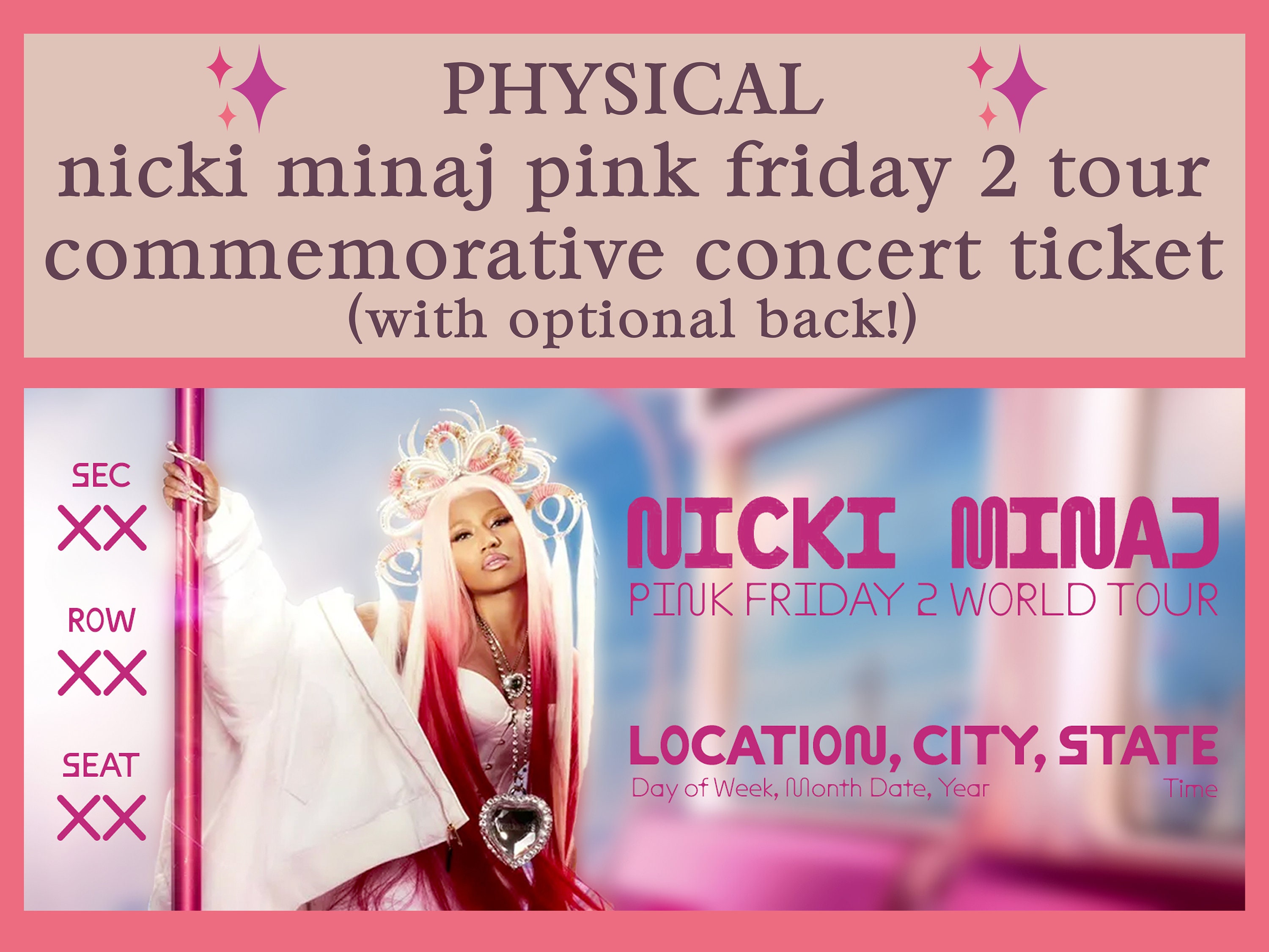 Physical Custom Nicki Minaj Pink Friday 2 Tour Personalized ...