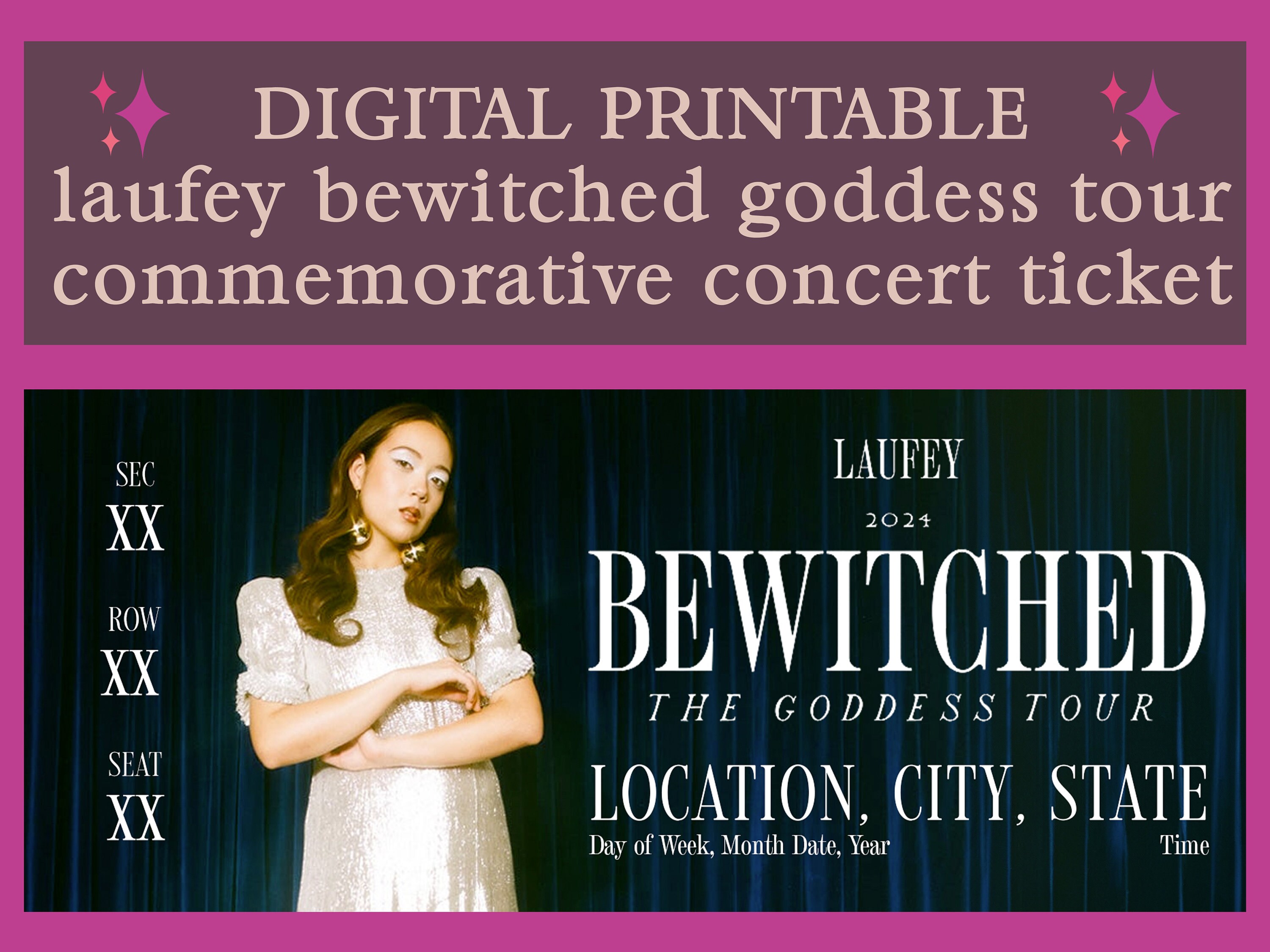 Digital Printable Custom Laufey Bewitched Goddess Tour Commemorative ...