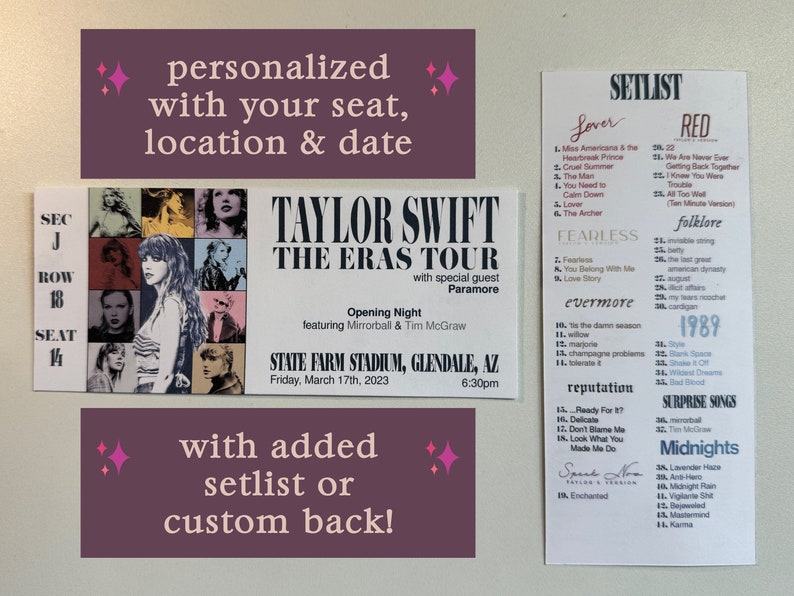 Physical Custom Personalized Commemorative Concert Ticket Souvenir for ...