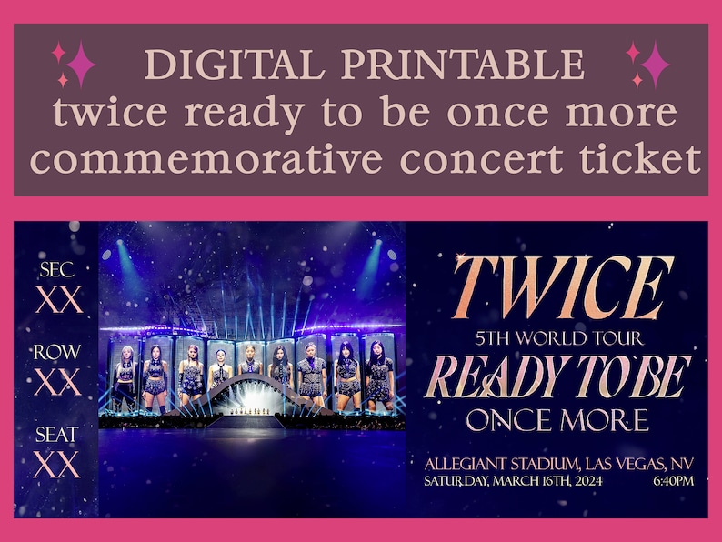 Digital Printable Custom TWICE Ready to Be Once More Tour in Las Vegas Commemorative Concert ...