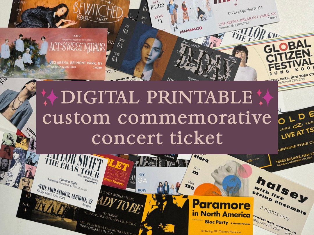 Digital Printable Custom Commemorative Concert Ticket - Etsy