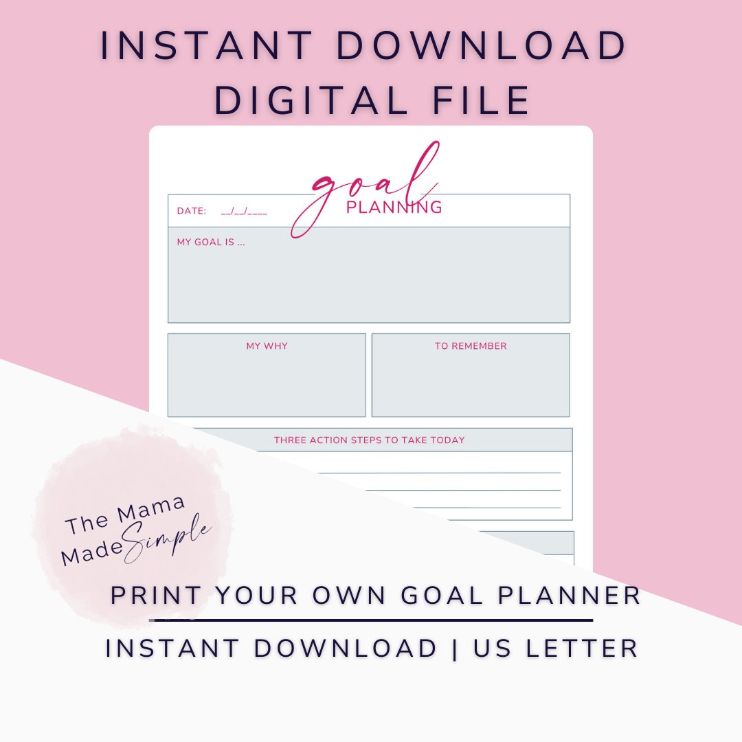 Goal Planner Printable Instant Download Digital File Goal Planner ...