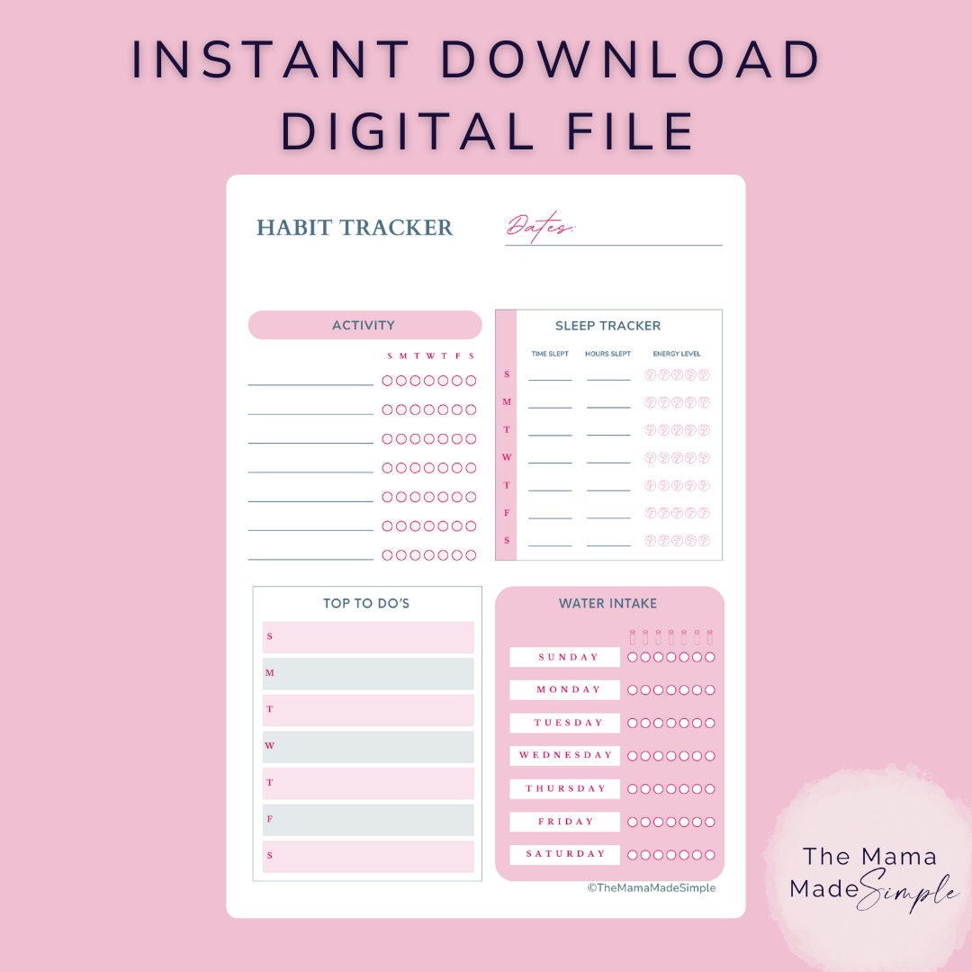 Habit Tracker Printable | Instant Download | Digital File | Mom Hack ...