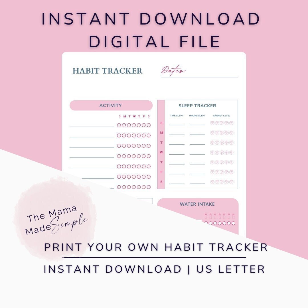 Habit Tracker Printable | Instant Download | Digital File | Mom Hack ...