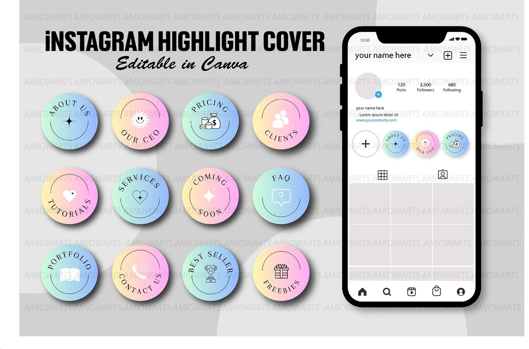 Instagram Highlight Covers, Modern Blue Pink Simple Gradient, Aesthetic ...